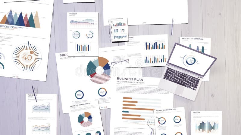 Animation of a Workspace with Business Documents. Stock Video - Video ...