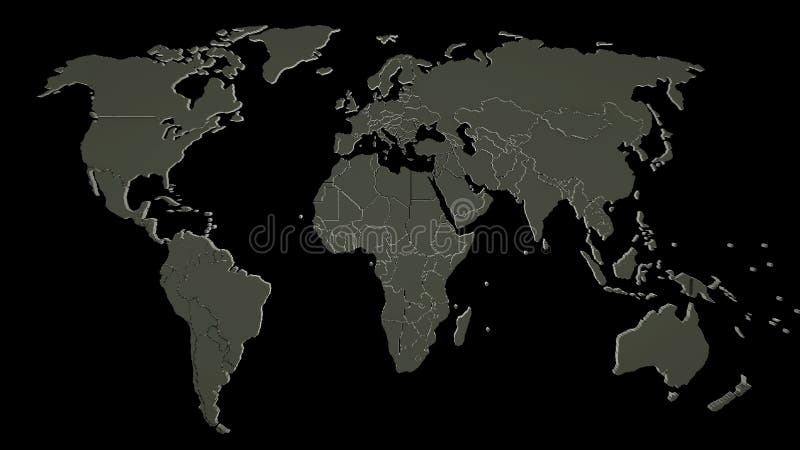 Animation of a World Map on Black Background. Scrolling from Left To ...
