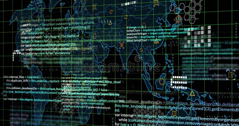 Animation of World Map and Computer Data Processing Over Dark Background Stock Footage - Video ...