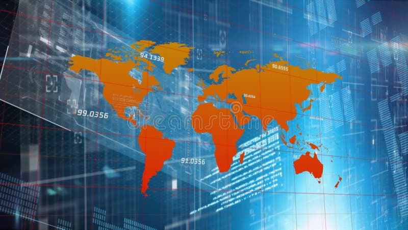 Animation of World Map and Data Processing Stock Footage - Video of ...