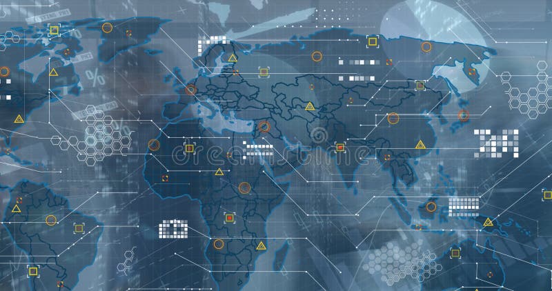 Animation of World Map and Data Processing Over Charts on Interface Screen Stock Footage - Video ...