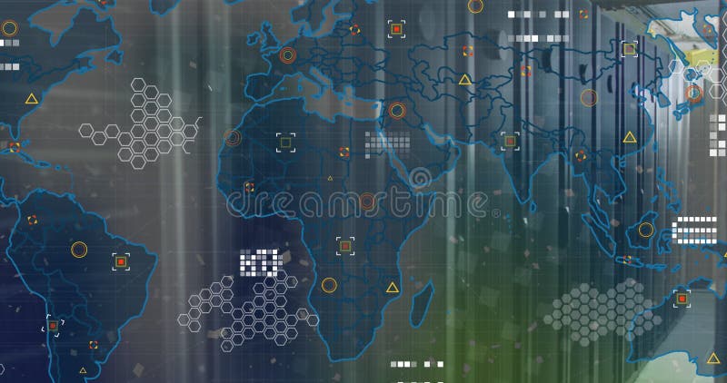 Animation of World Map and Data Processing Over Computer Servers Stock Footage - Video of ...