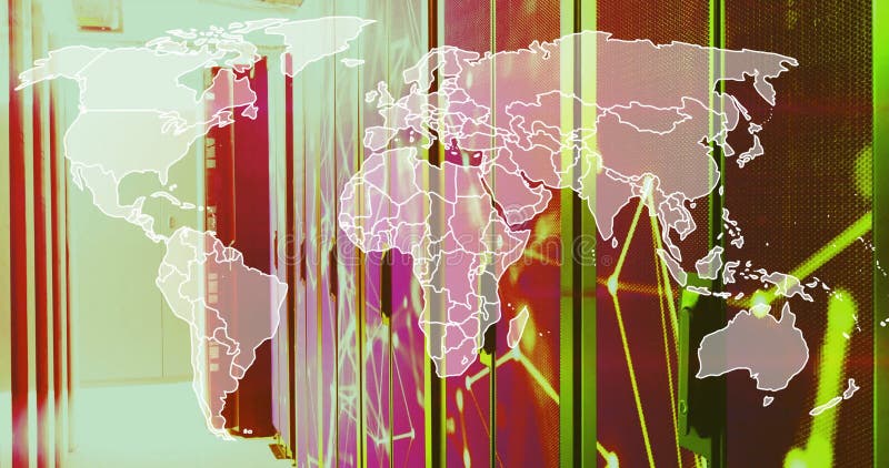 Animation of World Map and Digital Data Processing Over Computer Servers Stock Footage - Video ...