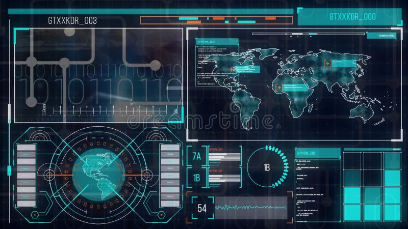 Animation Of World Map Globe And Charts Processing Data On Interface
