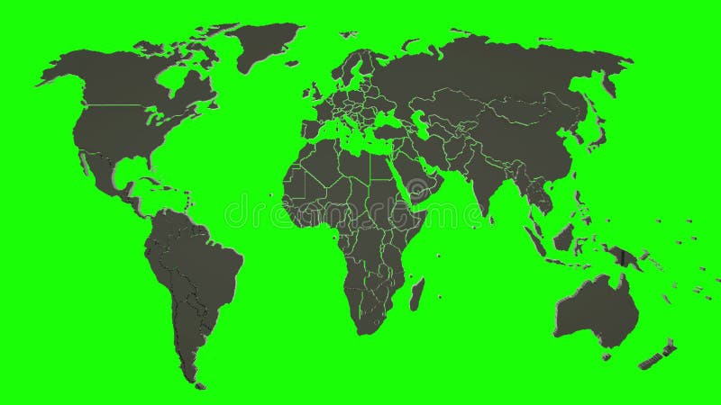 Animation of a World Map on Green Screen. Scrolling from Left To Right ...