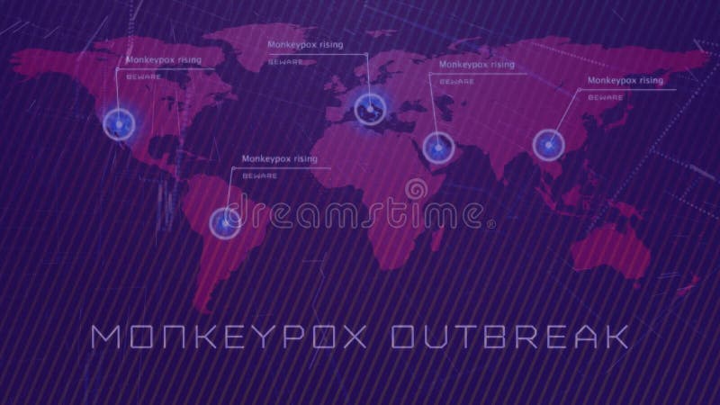 Animation of World Map Highlighting Monkeypox Outbreak with Warning ...
