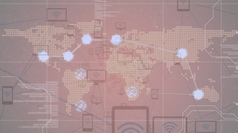 Animation of World Map and Network of Connections with Data Processing ...