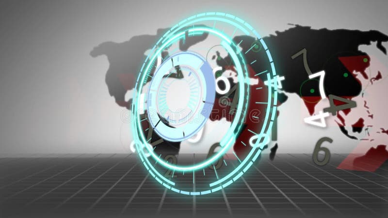 Animation of World Map and Scope Scanning on White Background Stock ...