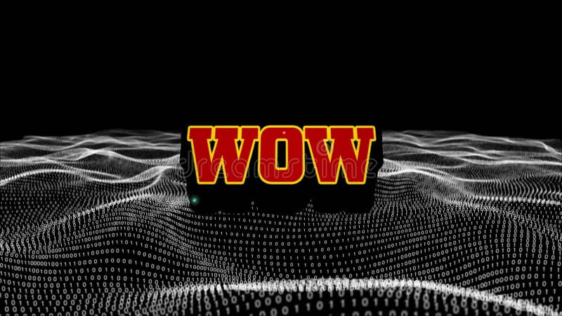 Animation of Wow Text Over a Retro Speech Bubble Against Digital Wave ...