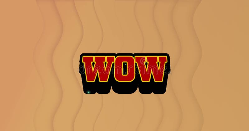 Animation of Wow Text Over Retro Speech Bubble Against Wavy Texture in ...