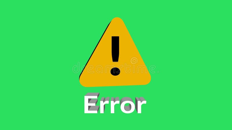 Animation Yellow Error Symbol on Green Background. Stock Footage ...