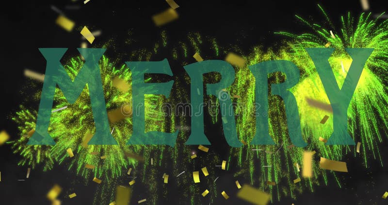 Animation of Yellow Firework Over Colourful Fireworks Exploding on ...