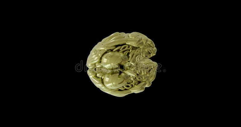 Animation of Yellow Human Brain Spinning on Black Background Stock ...