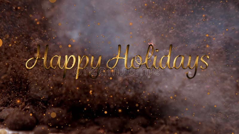 Animation of Yellow Spots and Happy Holidays Text Banner Against Fire ...