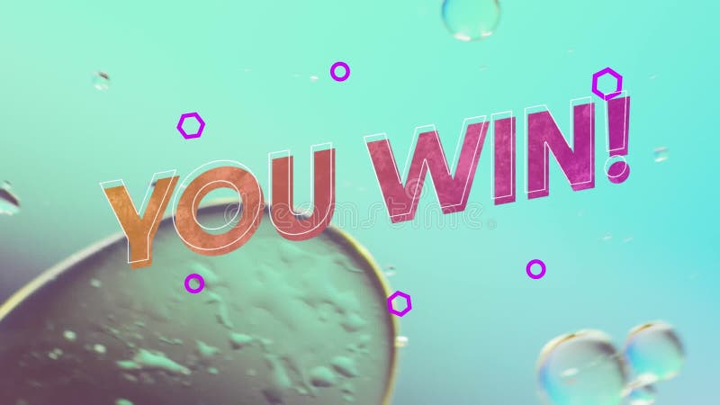 Animation of You Win Text Over Abstract Liquid Patterned Background ...
