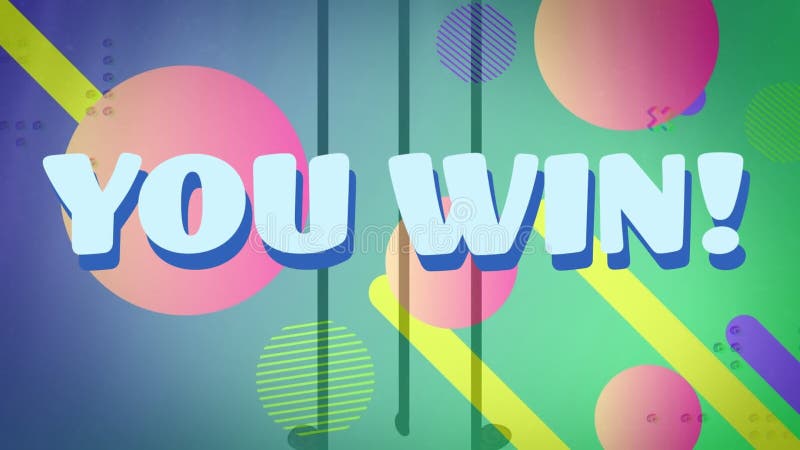 Animation of You Win Text Over Abstract Shapes Background Stock Video ...