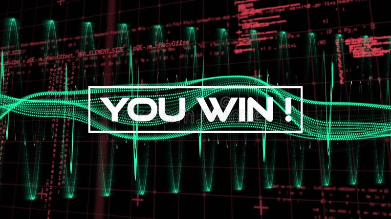 Animation of You Win Text Over Mesh Network of Connection and ...