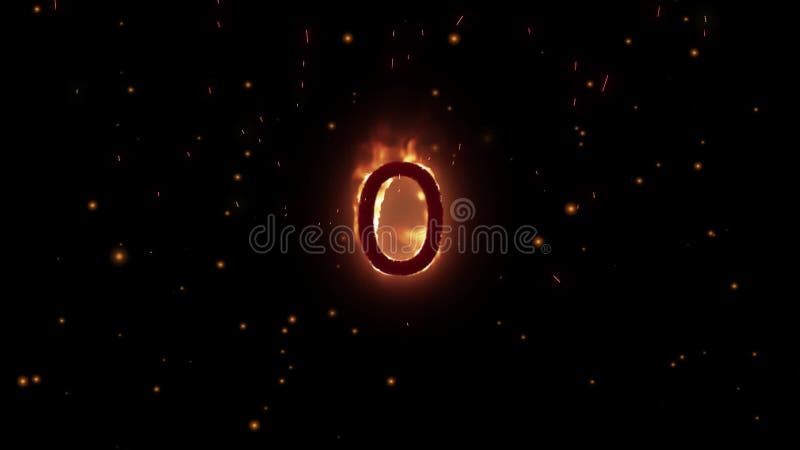 Animation of Zero on Fire Over Glowing Specks on Black Background Stock ...