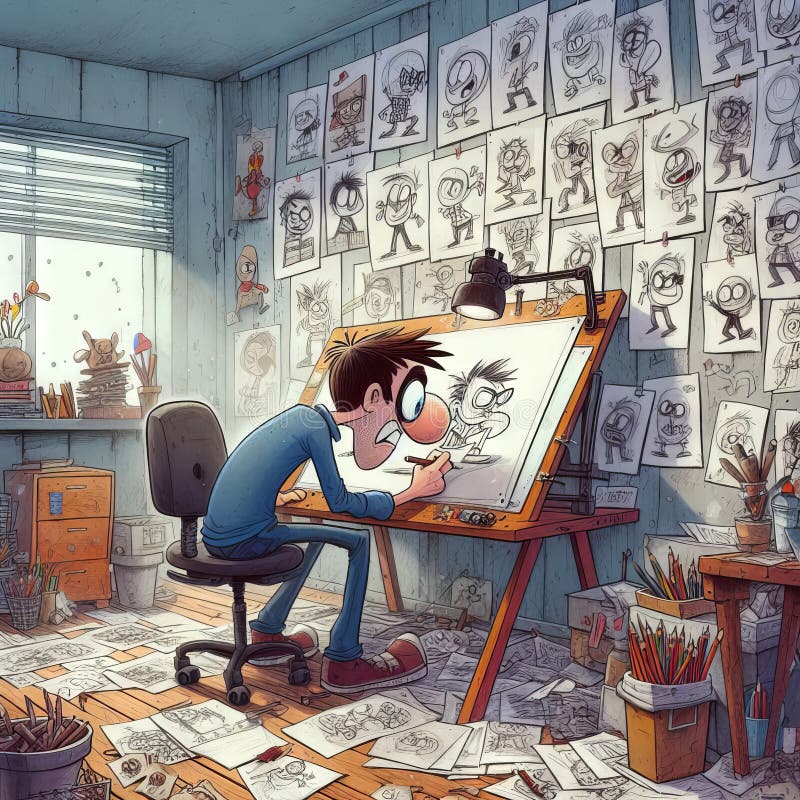 Animator or Illustrator at Work Stock Illustration - Illustration of ...