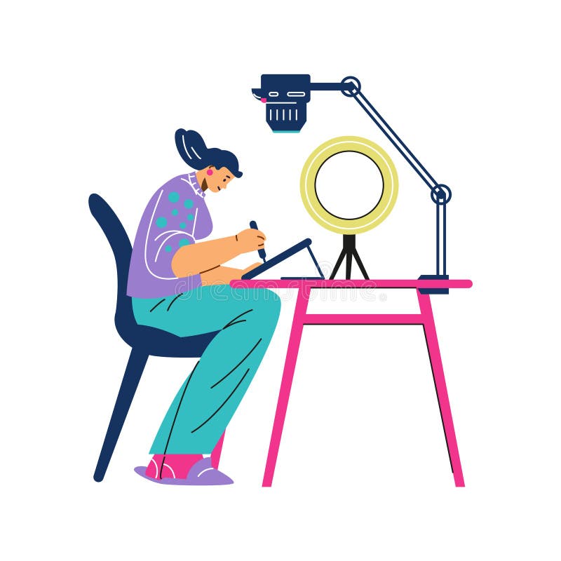 Animator at Work with Digital Tools Vector Illustration Stock Vector ...
