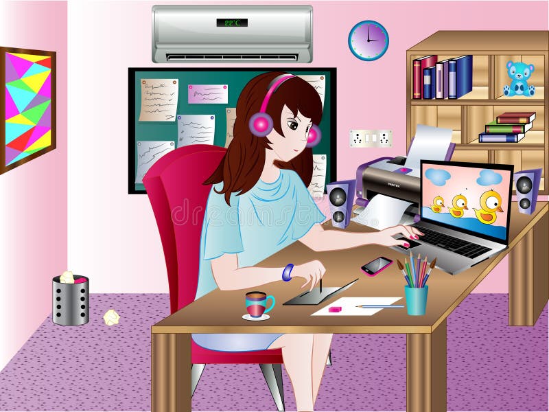 Animator at Work Vector Illustration Stock Illustration - Illustration ...