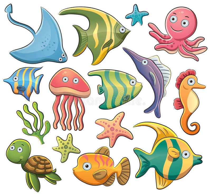 Animaux de mer illustration de vecteur. Illustration du algue - 25257802