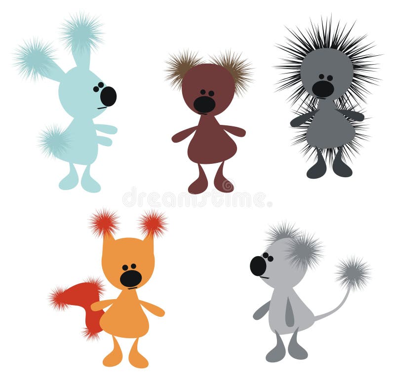 Ensemble D'animaux Cubiques Illustration de Vecteur - Illustration du ...