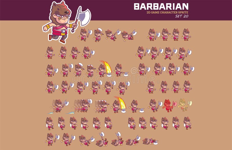 Animazione Barbara Sprite Del Carattere Del Gioco Illustrazione ...