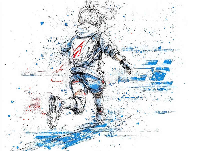 Anime Action Pose Sketch: an Illustration Capturing an Anime Character ...