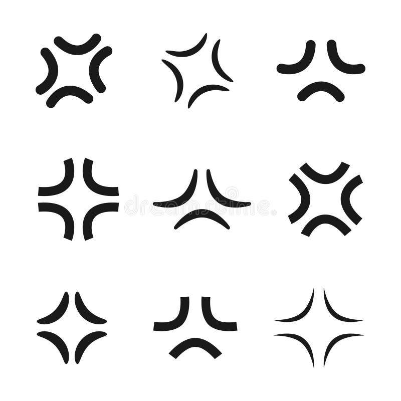 Anime Anger Symbol Collection. Angry Anime Icon Set Stock Illustration ...