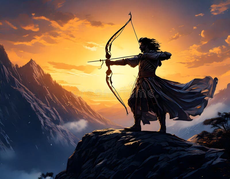 Anime Archer Silhouette stock illustration. Illustration of anime ...