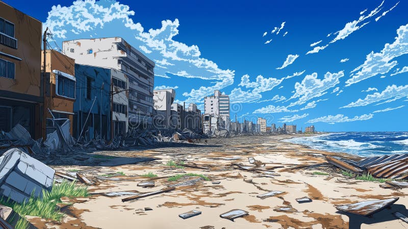 Anime Background for Apocalypse Wallpaper Stock Image - Image of ocean ...