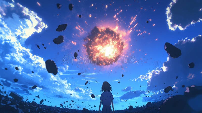 Anime Background of Explosion in Galaxy Stock Photo - Image of planet ...