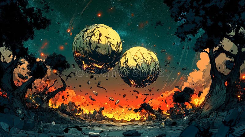 Anime Background of Explosion in Galaxy Stock Photo - Image of fantasy ...