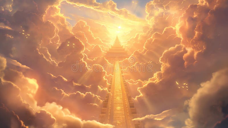 Anime stairway to heaven stock illustration. Illustration of heavenly ...