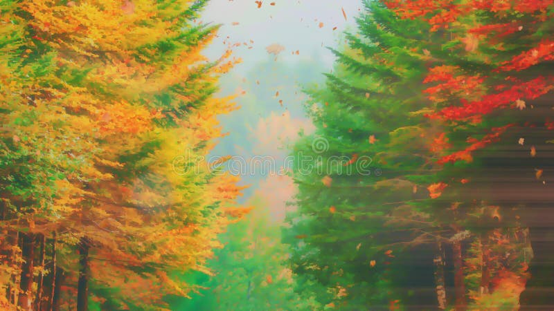 Anime Background Tree Forest with Leaves Falling Down Stock Footage ...