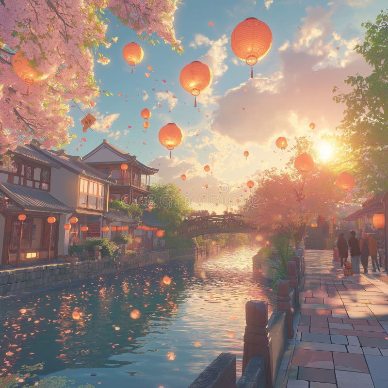 Anime Background for Wallpaper Stock Image - Image of traditional ...