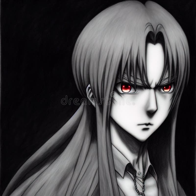 Anime Boy, Manga Portrait, Digital Illustration Stock Illustration ...