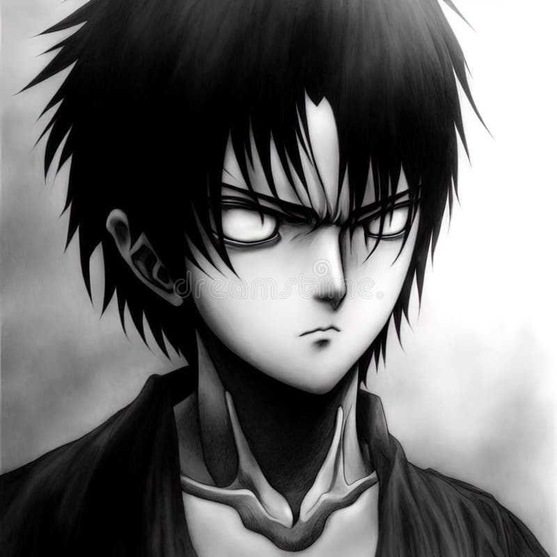 Anime Boy Manga Portrait Digitale Illustration Stock Abbildung ...