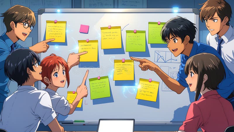 Anime Brainstorming Session: a Collaborative Design Project Stock ...