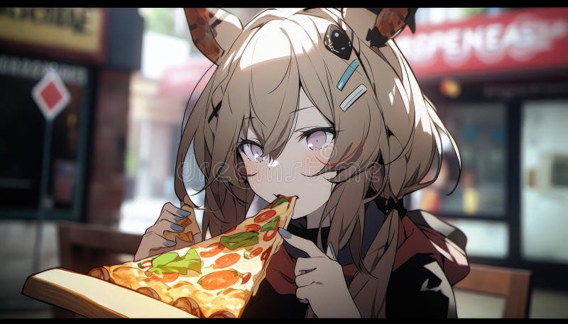 Cute Anime Girl Eating