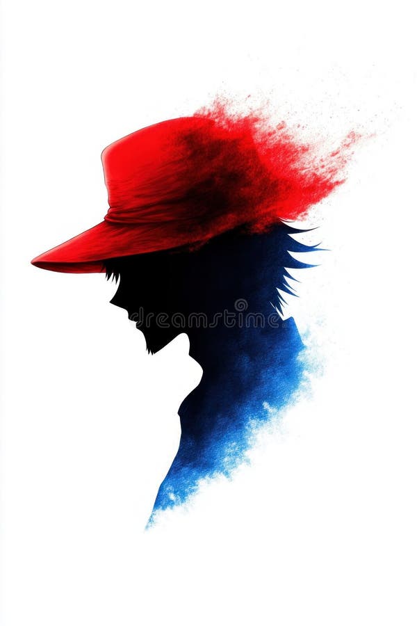 Anime Character Surrounded by Red and Blue Isolated on White Background ...