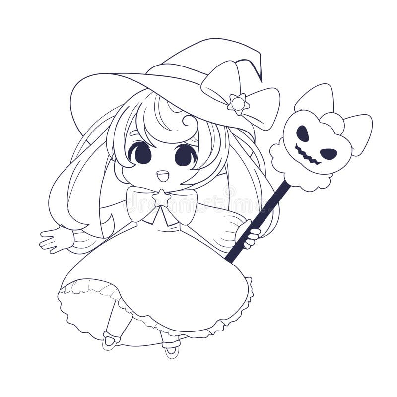 Chibi Girl Sings a Song into the Microphone. Cute Character Standing on ...