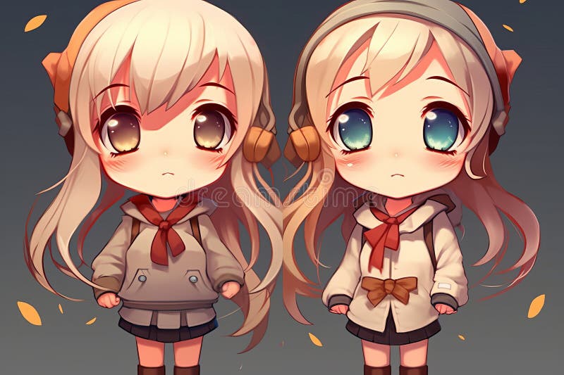 Anime Chibi Style Girl Character. Generative Ai. Stock Illustration ...