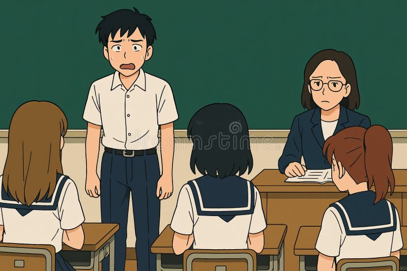 Anime Classmates during School Lesson Stock Illustration - Illustration ...