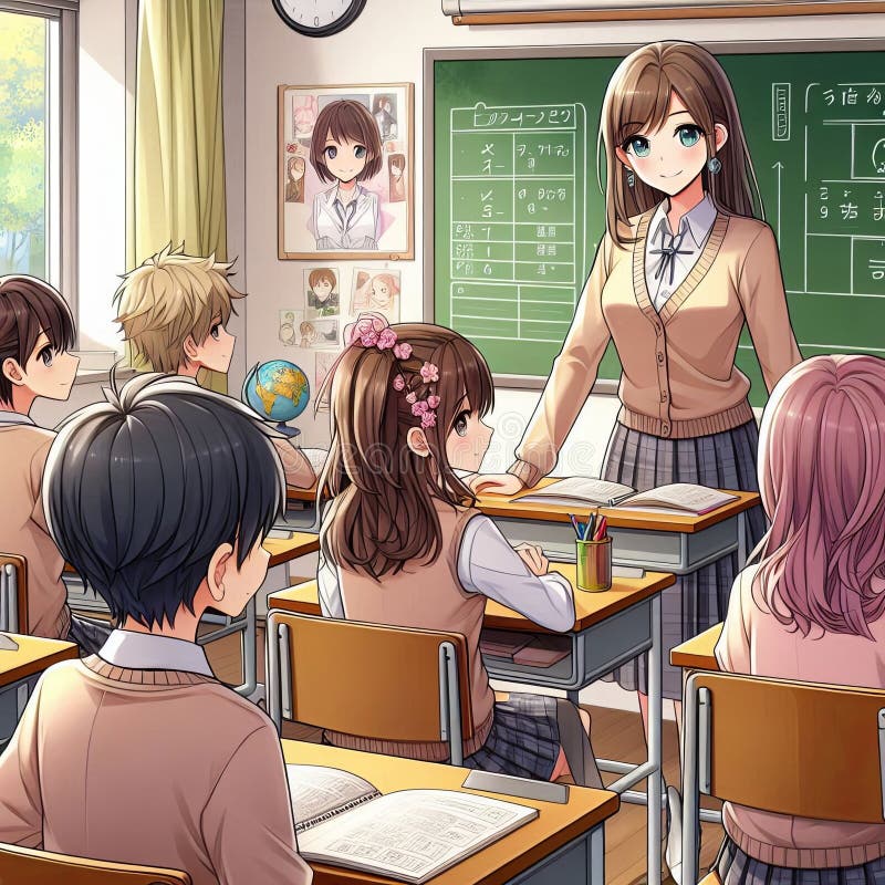 Anime Classroom editorial photo. Illustration of examination - 330943831