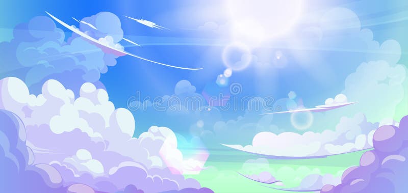 Anime Cloud in Blue Heaven Sky Vector Background Stock Vector ...