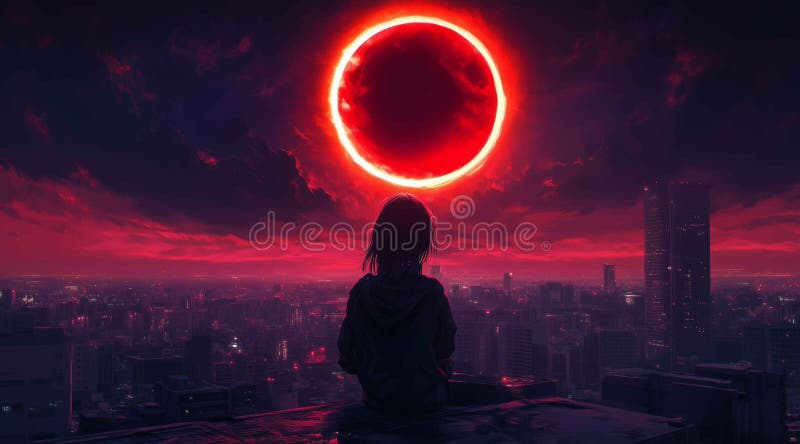Anime Concept Sky Sunset Landscape Background Eclipse Ai Generated ...