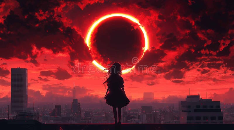 Anime Concept Sky Sunset Landscape Background Eclipse Ai Generated ...