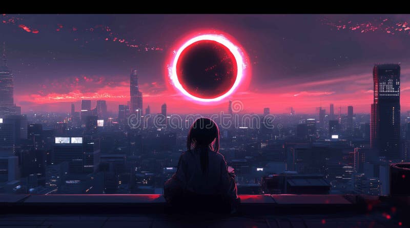 Anime Concept Sky Sunset Landscape Background Eclipse Ai Generated ...